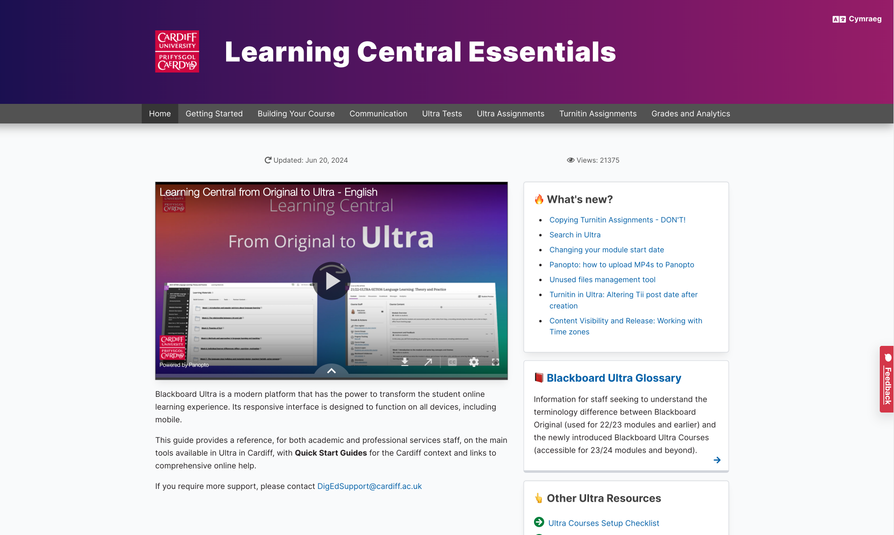Learning Central Help for Cardiff Staff