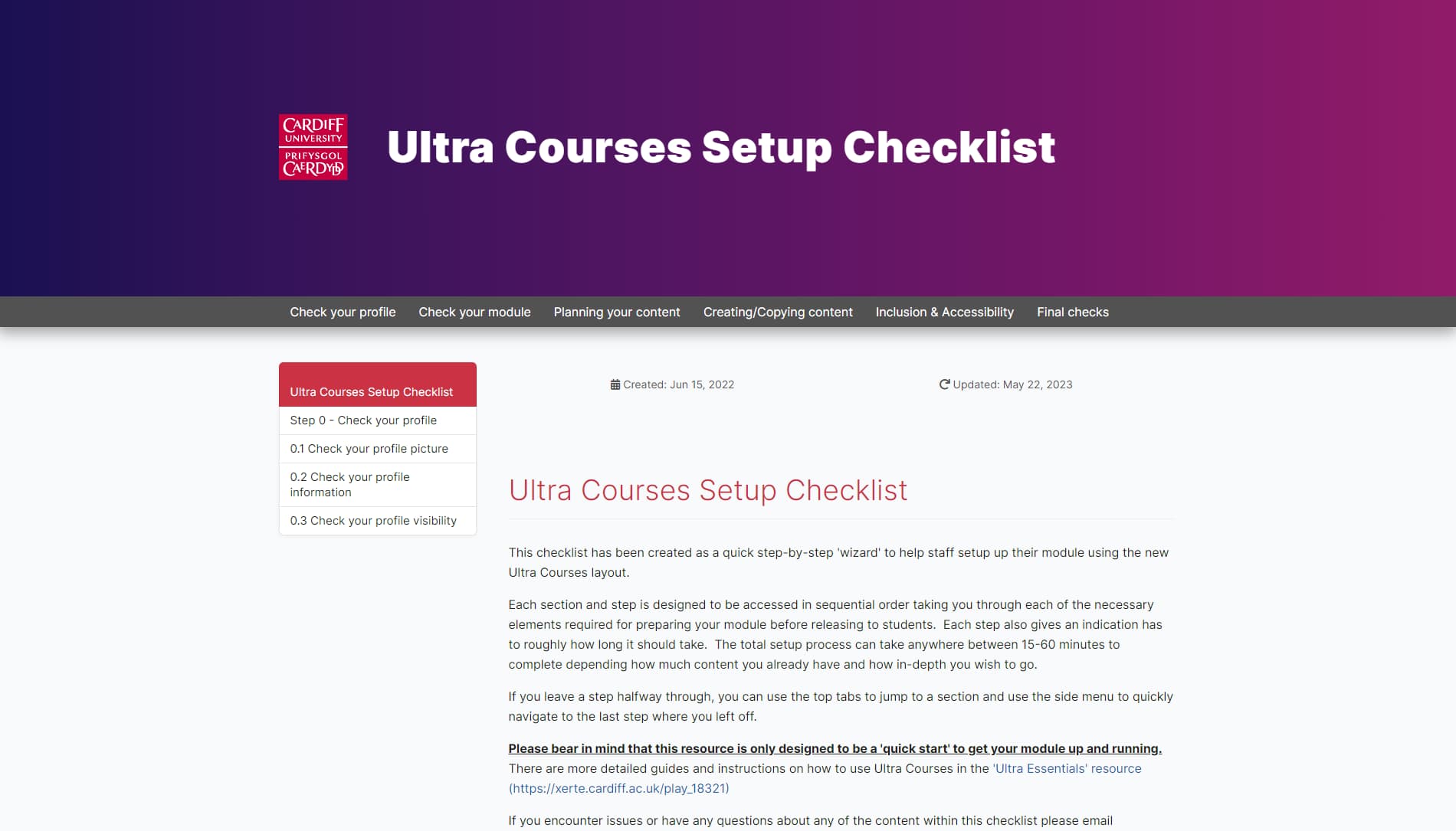 Learning Central Help for Cardiff Staff