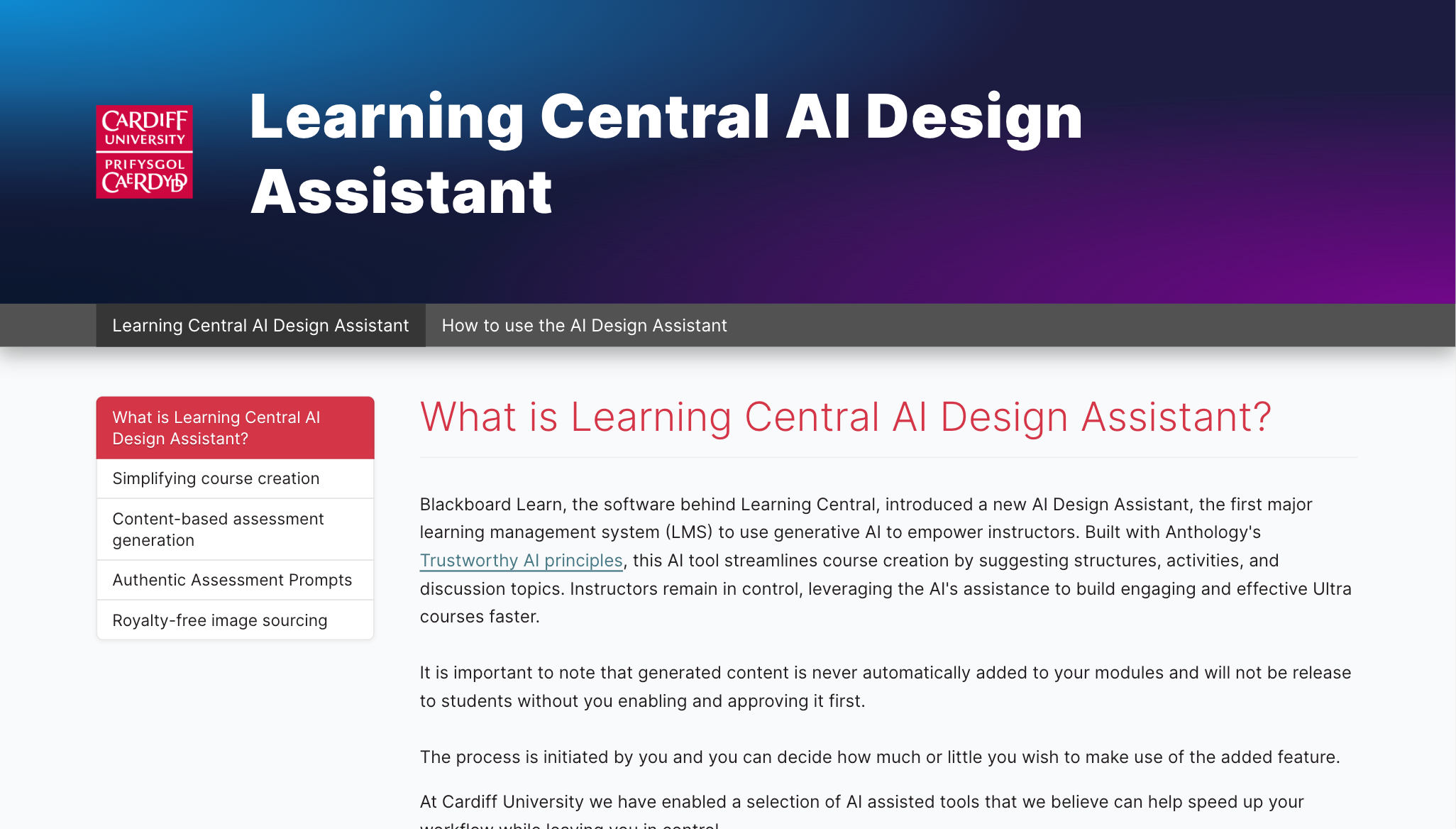 Learning Central Help for Cardiff Staff
