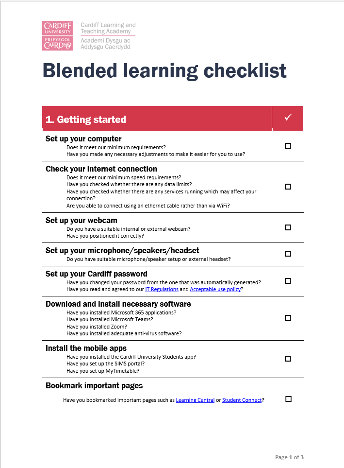 Blended learning at Cardiff